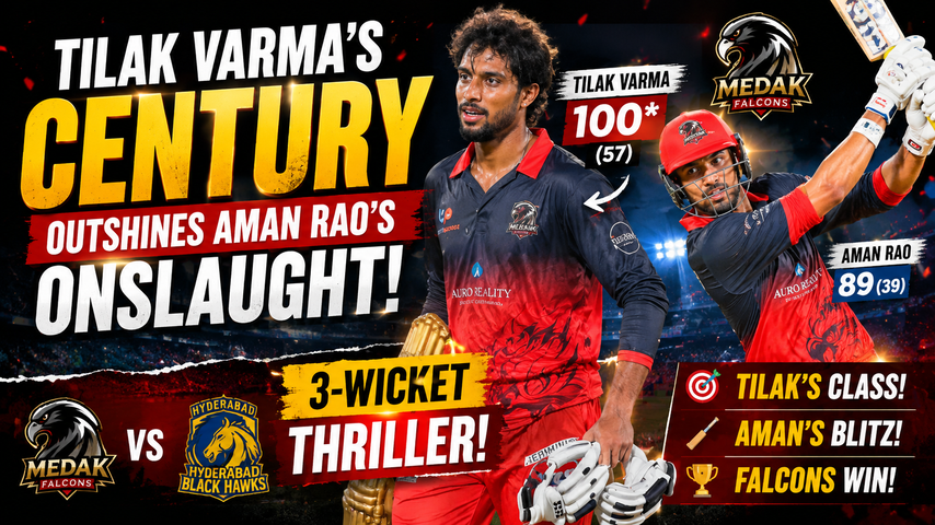 Tilak Varma Century Powers Medak Falcons to Record Chase Against ...